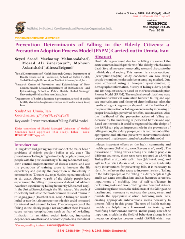 (PDF) Prevention Determinants of Falling in the Elderly Citizens: a ...