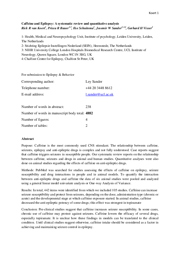 (PDF) Caffeine and seizures: A systematic review and quantitative analysis