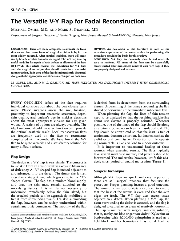 (PDF) The Versatile V-Y Flap for Facial Reconstruction