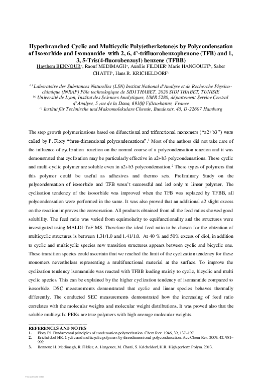 (PDF) Hyperbranched cyclic and multicyclic poly(etherketone)s by ...