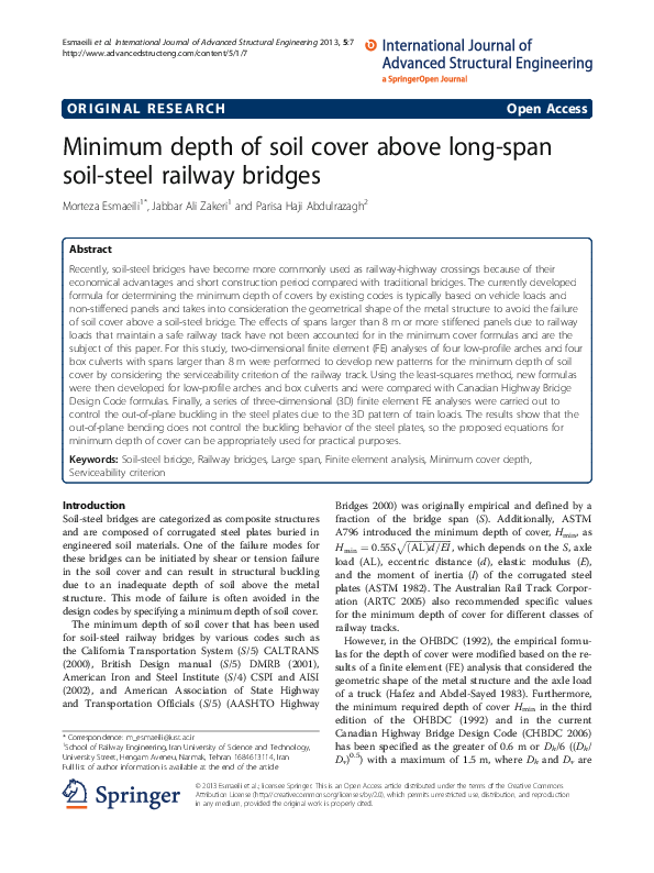 (PDF) Minimum depth of soil cover above long-span soil-steel railway ...