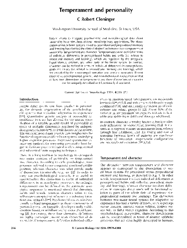 (PDF) Temperament and personality