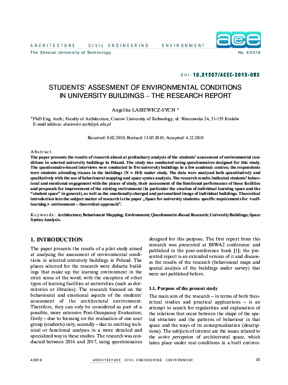 (PDF) Students’ Assesment of Environmental Conditions in University ...