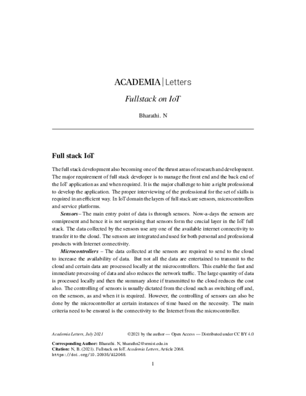 (PDF) Fullstack on IoT