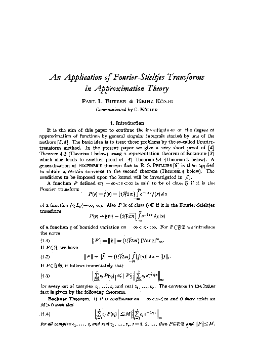 Pdf An Application Of Fourier Stieltjes Transforms In Approximation