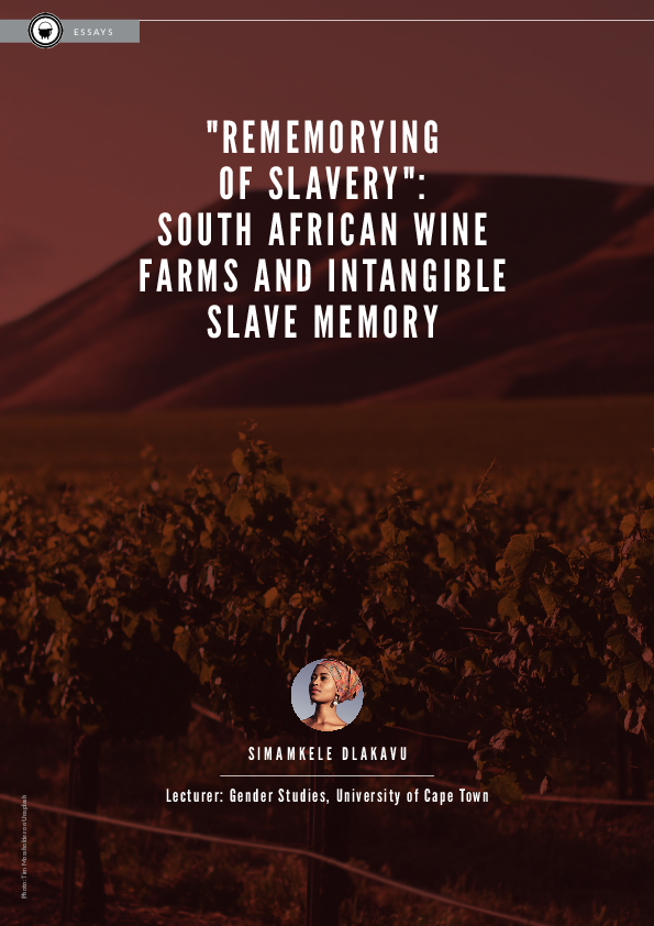 (PDF) REMEMORYING OF SLAVERY: SOUTH AFRICAN WINE FARMS AND INTANGIBLE ...