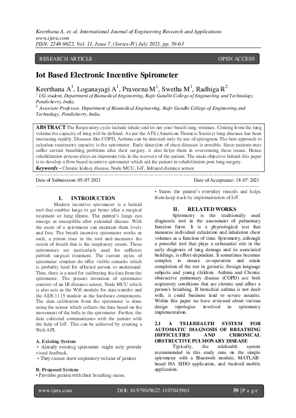 (PDF) Iot Based Electronic Incentive Spirometer