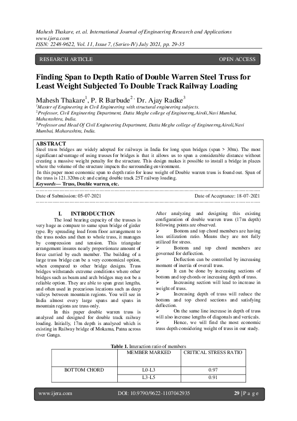 (PDF) Finding Span to Depth Ratio of Double Warren Steel Truss for ...