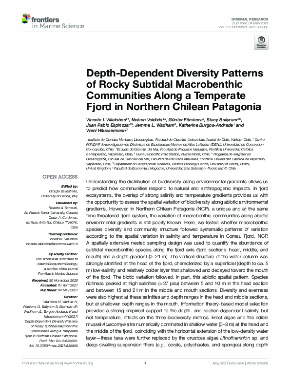 (PDF) Depth-Dependent Diversity Patterns of Rocky Subtidal Macrobenthic Communities Along a ...