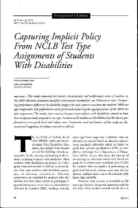 (PDF) Implicit Policy in NCLB Test Assignments for Disabled Students