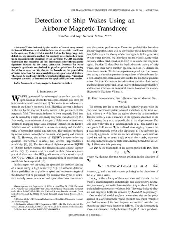 (PDF) Detection of ship wakes using an airborne magnetic transducer