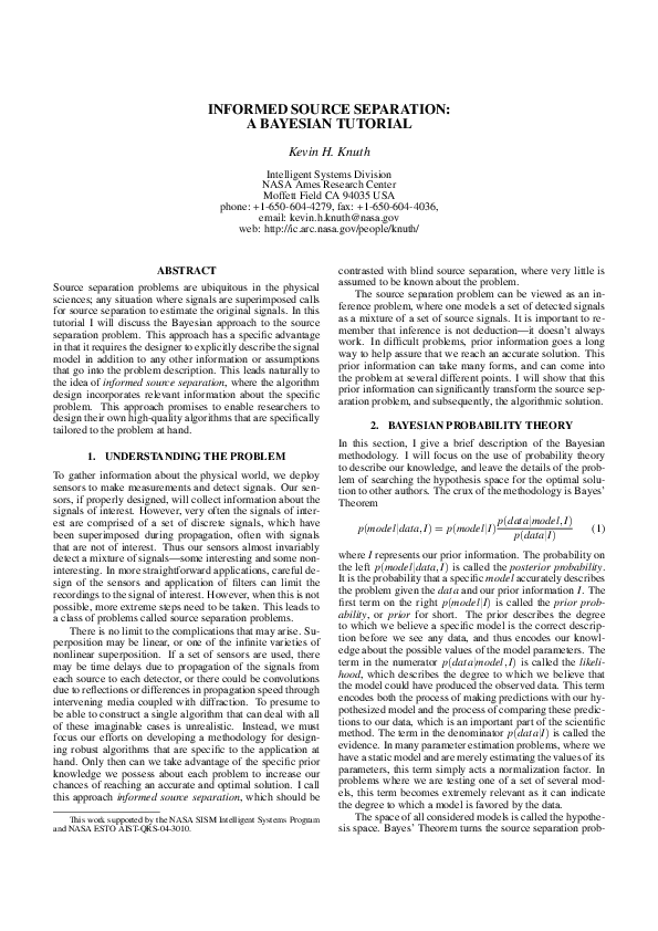 (PDF) Informed source separation: A Bayesian tutorial