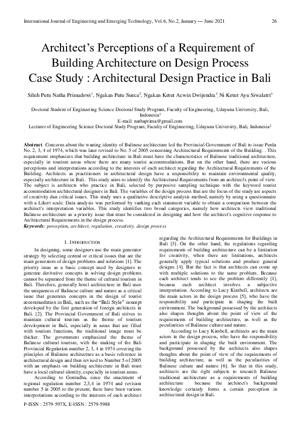 (PDF) Architect's Perceptions of a Requirement of Building Architecture ...