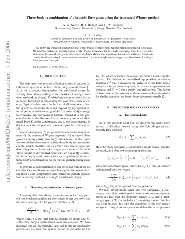 (PDF) Three-body recombination of ultracold Bose gases using the truncated Wigner method