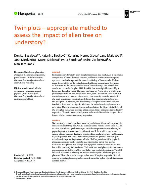 (PDF) Twin plots – appropriate method to assess the impact of alien ...