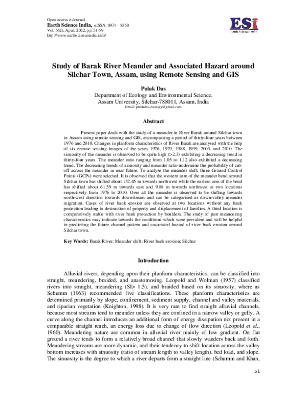 (PDF) Study of Barak River Meander and Associated Hazard around Silchar ...