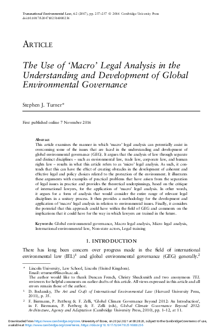 (PDF) The Use of 'Macro' Legal Analysis in the Understanding and ...