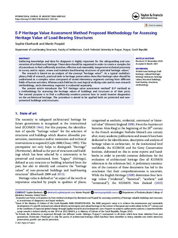 (PDF) E-P Heritage Value Assessment Method Proposed Methodology for ...