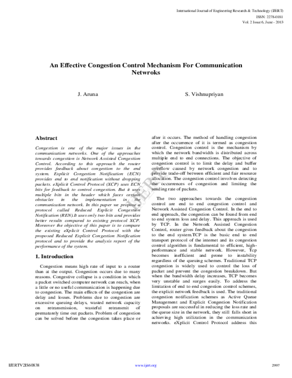 (PDF) IJERT-An Effective Congestion Control Mechanism For Communication Netwroks | IJERT Journal ...