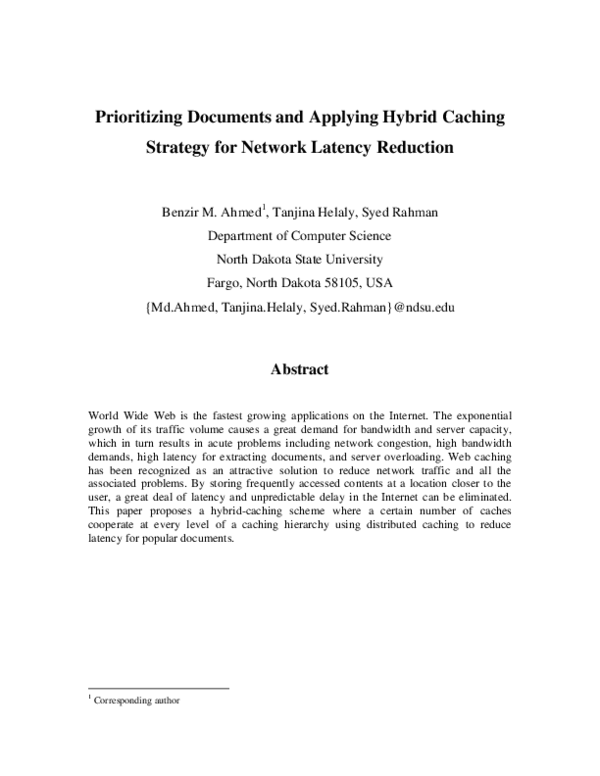 (PDF) Prioritizing Documents and Applying Hybrid Caching Strategy for Network Latency Reduction
