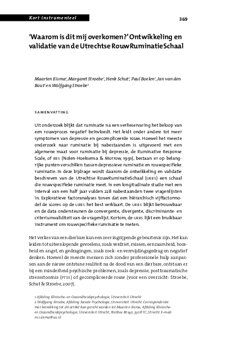(PDF) Waarom is dit mij overkomen?' Ontwikkeling en validatie van de ...