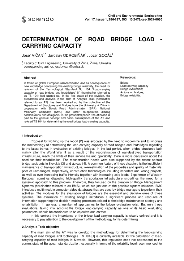 (PDF) Determination of Road Bridge Load -Carrying Capacity