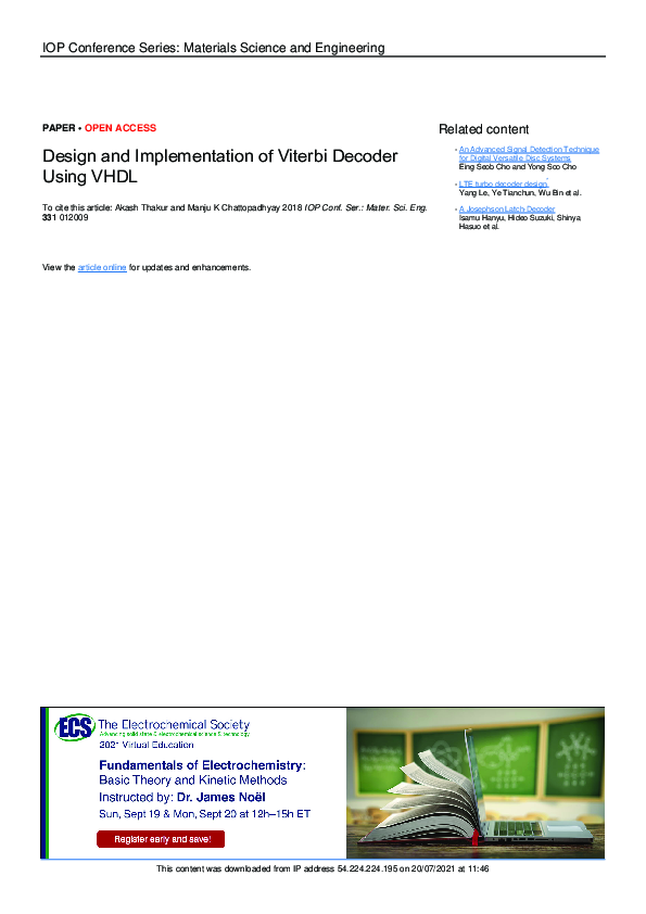Pdf Design And Implementation Of Viterbi Decoder Using Fpgasunder The Guidance Of Ms