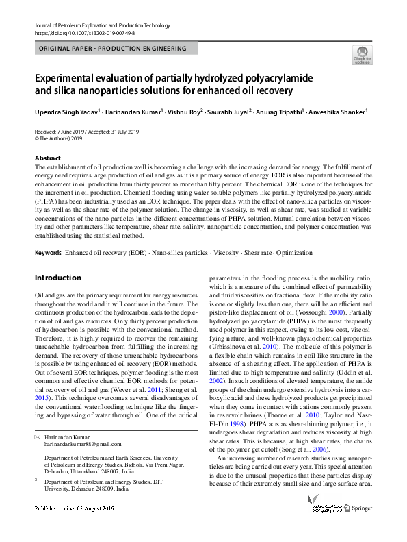 (PDF) Experimental evaluation of partially hydrolyzed polyacrylamide ...