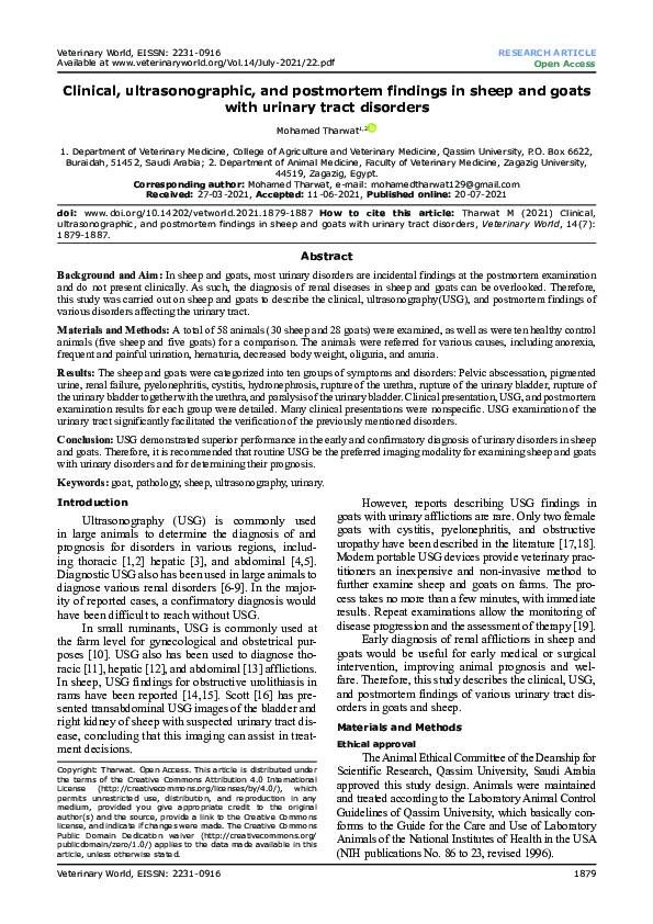 (PDF) Clinical, ultrasonographic, and postmortem findings in sheep and ...