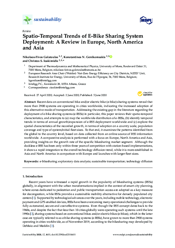 (PDF) Spatio-Temporal Trends of E-Bike Sharing System Deployment: A Review in Europe, North ...