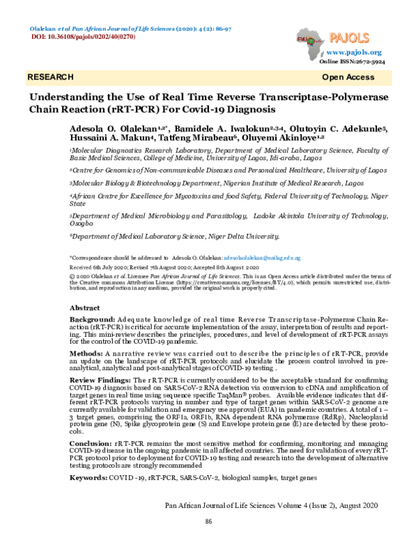 Pdf Understanding The Use Of Real Time Reverse Transcriptase Polymerase Chain Reaction Rrt