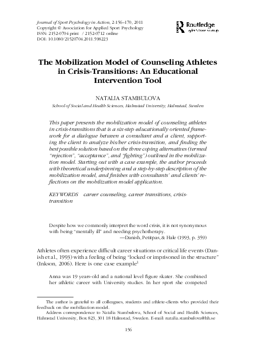 (PDF) The Mobilization Model of Counseling Athletes in Crisis ...