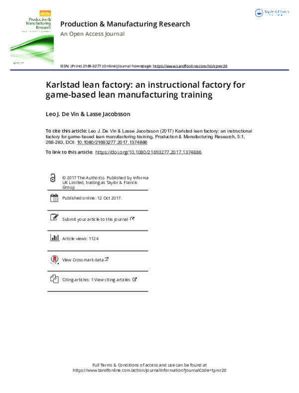 (PDF) Karlstad lean factory: an instructional factory for game-based ...