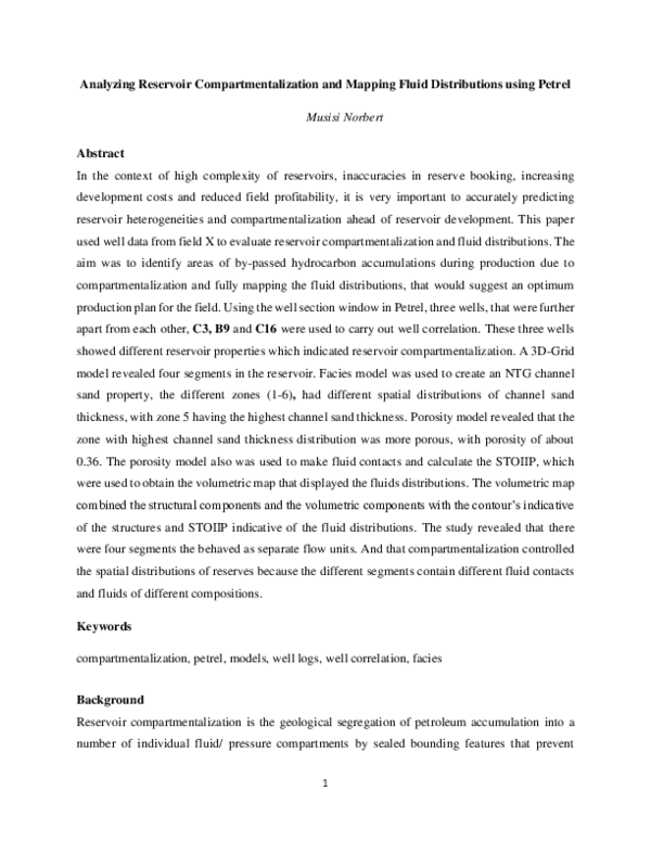 (PDF) Analyzing Reservoir Compartmentalization and Mapping Fluid ...