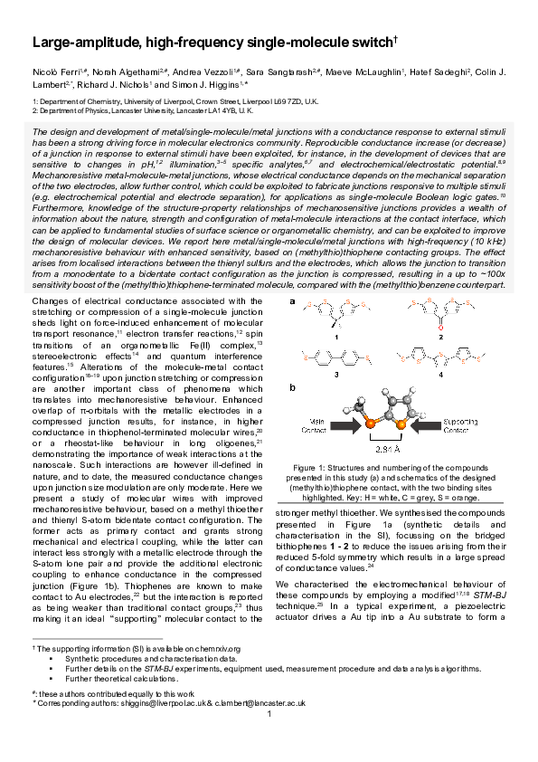 (PDF) Large-Amplitude, High-Frequency Single-Molecule Switch
