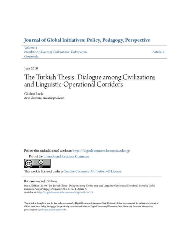 (PDF) The Turkish Thesis: Dialogue among Civilizations and Linguistic ...
