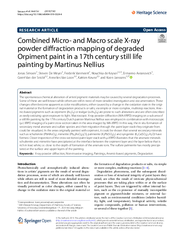 (PDF) Combined Micro- and Macro scale X-ray powder diffraction mapping ...