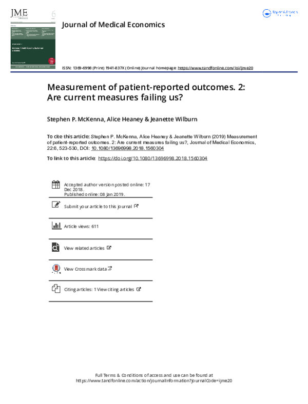 (PDF) Measurement of patient-reported outcomes. 2: Are current measures ...