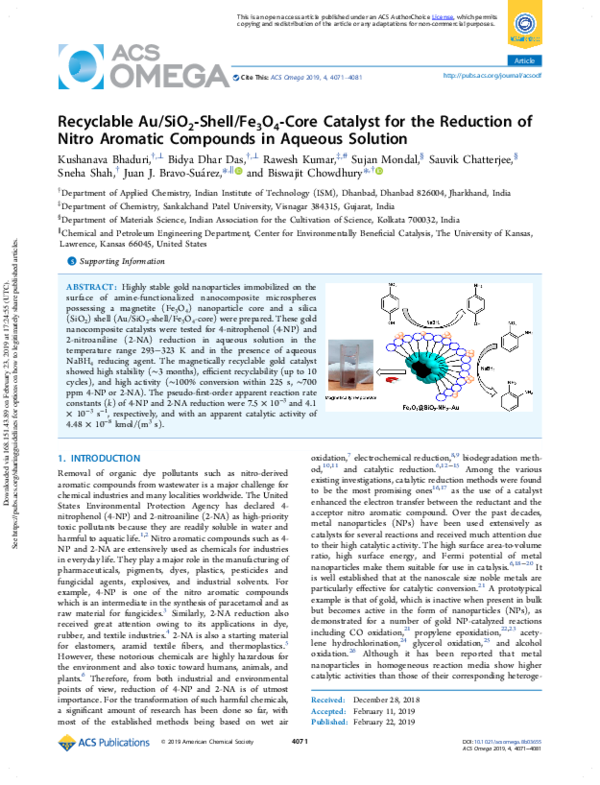 (PDF) Recyclable Au/SiO2-Shell/Fe3O4-Core Catalyst for the Reduction of Nitro Aromatic Compounds ...