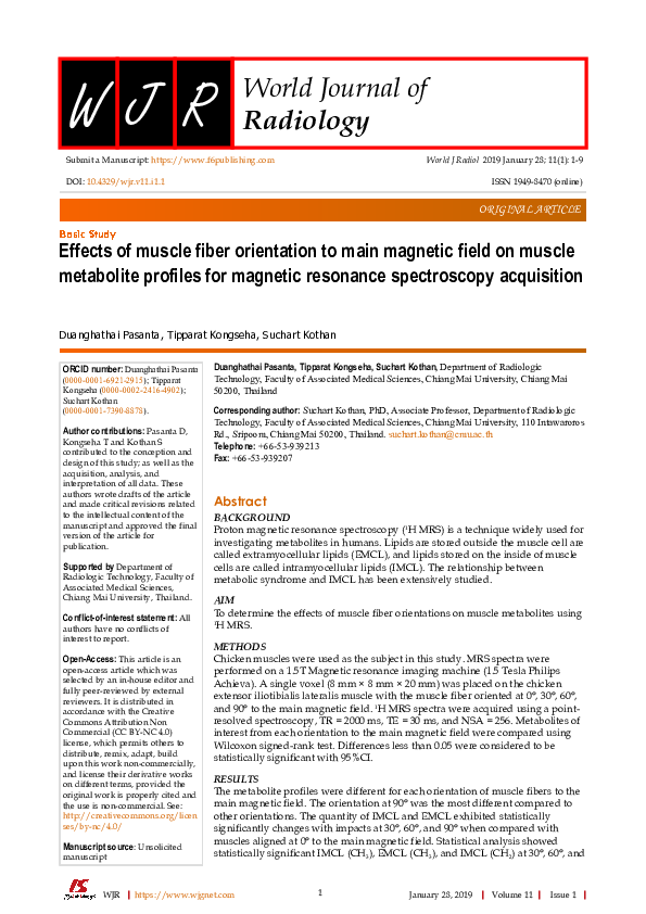(PDF) Muscle Fiber Orientation's Impact on MRS