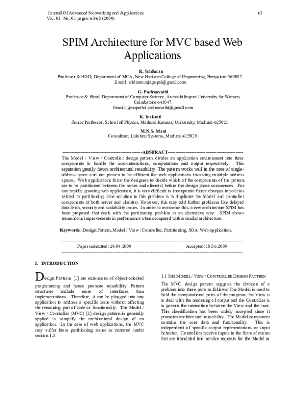 (PDF) SPIM Architecture for MVC based Web Applications