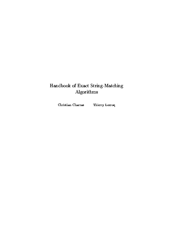 (PDF) Handbook of exact string matching algorithms