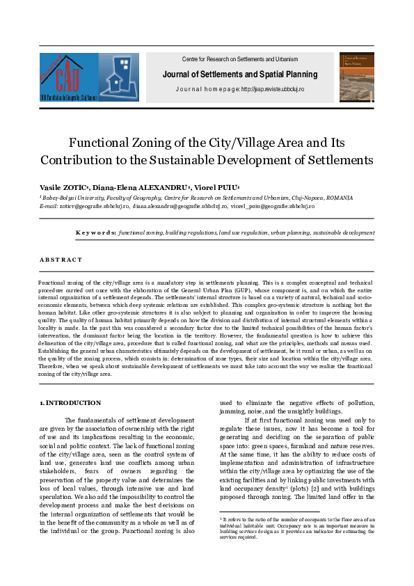 (PDF) Functional Zoning of the City/Village Area and Its Contribution ...