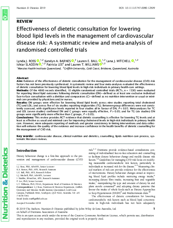(PDF) Effectiveness of dietetic consultation for lowering blood lipid ...