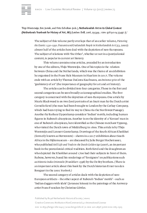 (PDF) Thijs Weststeijn, Eric Jorink and Frits Scholten (eds.), Netherlandish Art in its Global ...