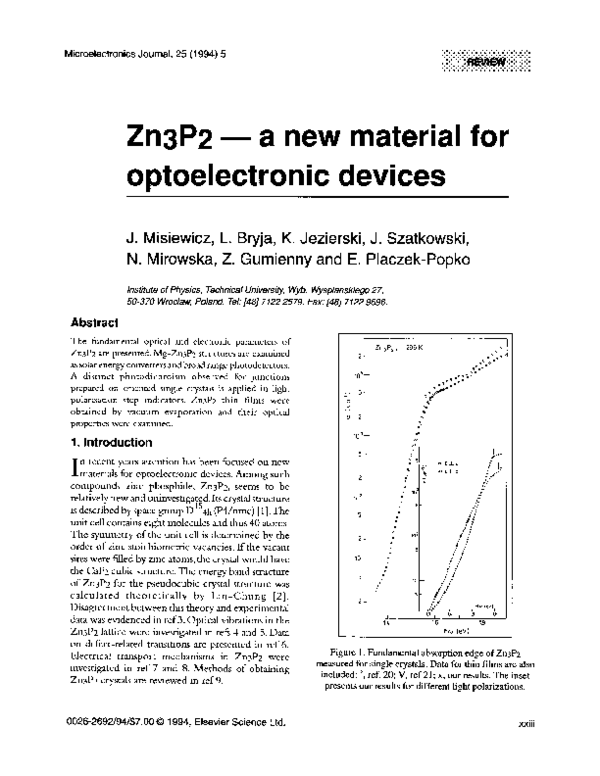 (PDF) Zn3P2—a new material for optoelectronic devices