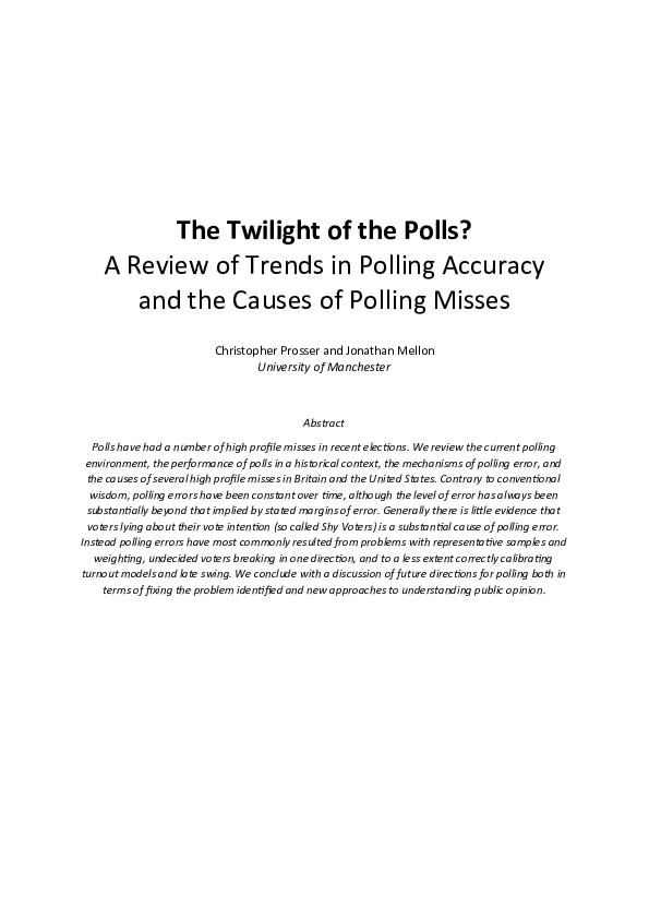 (DOC) The Twilight of the Polls? A Review of Trends in Polling Accuracy ...
