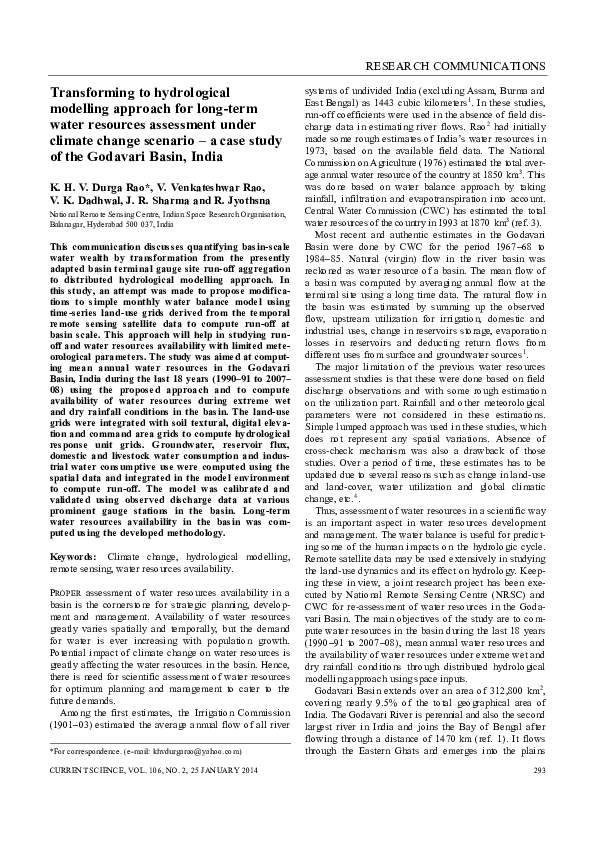 (PDF) Transforming to hydrological modelling approach for long-term ... (PDF) Transforming to hydrological modelling approach for long-term ...