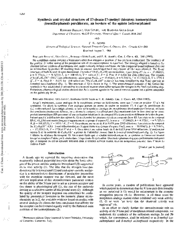 (PDF) Synthesis and crystal structure of 17-deaza-17-methyl thionium ...