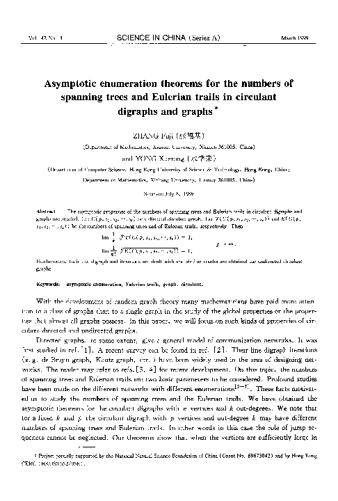 Pdf Asymptotic Enumeration Theorems For The Numbers Of Spanning Trees